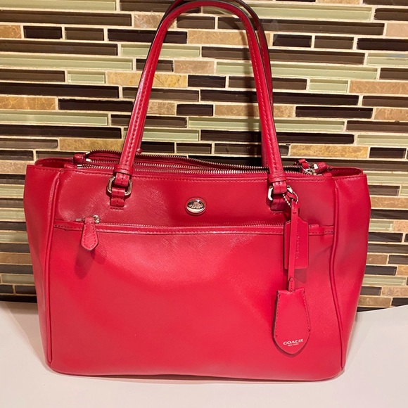 Coach | Bags | Coach Red Double 3 Zipper Shoulder Bag Best Value For ...